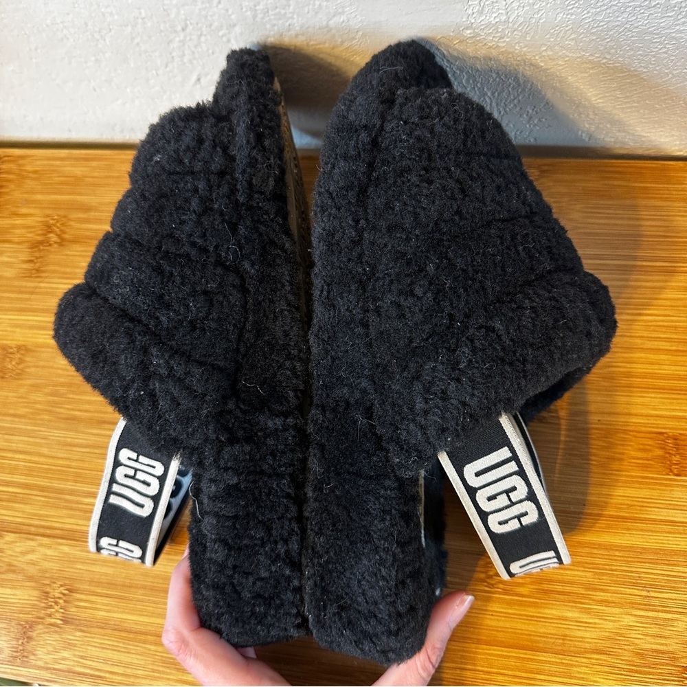 Ugg Black Shearling Fluff Yeah Slide Platform Sandals… - Gem